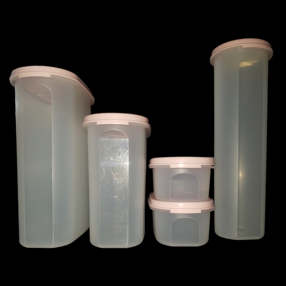 Tupperware | Kitchen | Tupperware Retro Vintage With Pink Lids | Poshmark